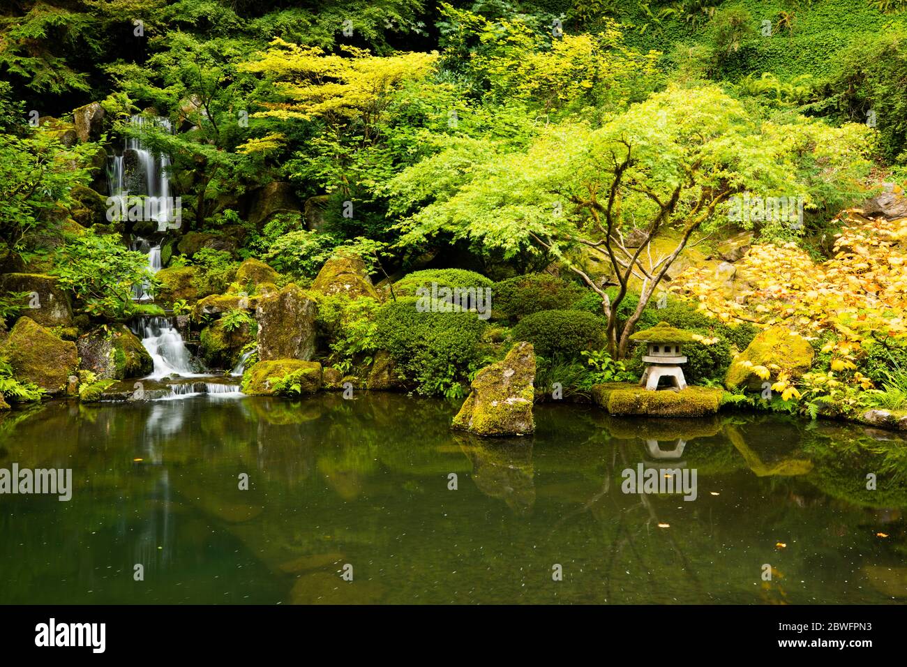 Waterfall japanese garden foliage hi-res stock photography and images ...