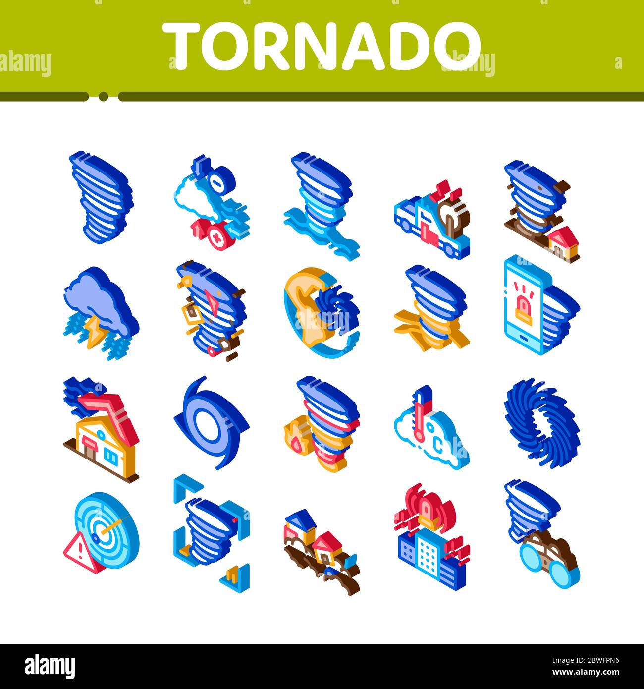 Tornado And Hurricane Isometric Icons Set Vector Stock Vector Image ...