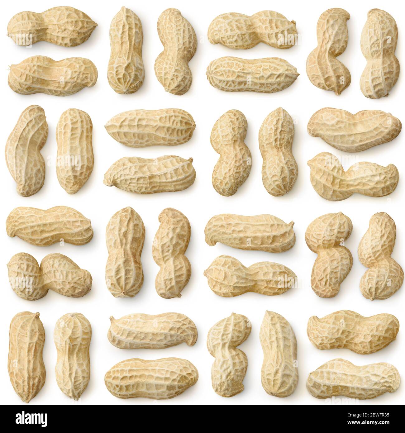 Shelled peanuts on white background, seamless square pattern Stock ...