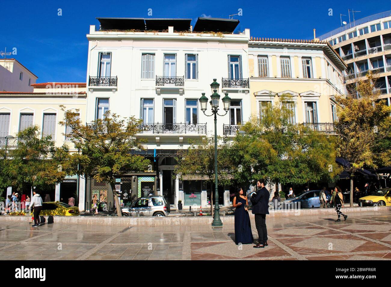 Square with old buildings in the center of Athens, Greece, November 3 ...