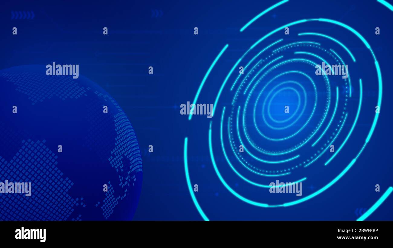 Glowing coil and digital earth, internet science and technology ...