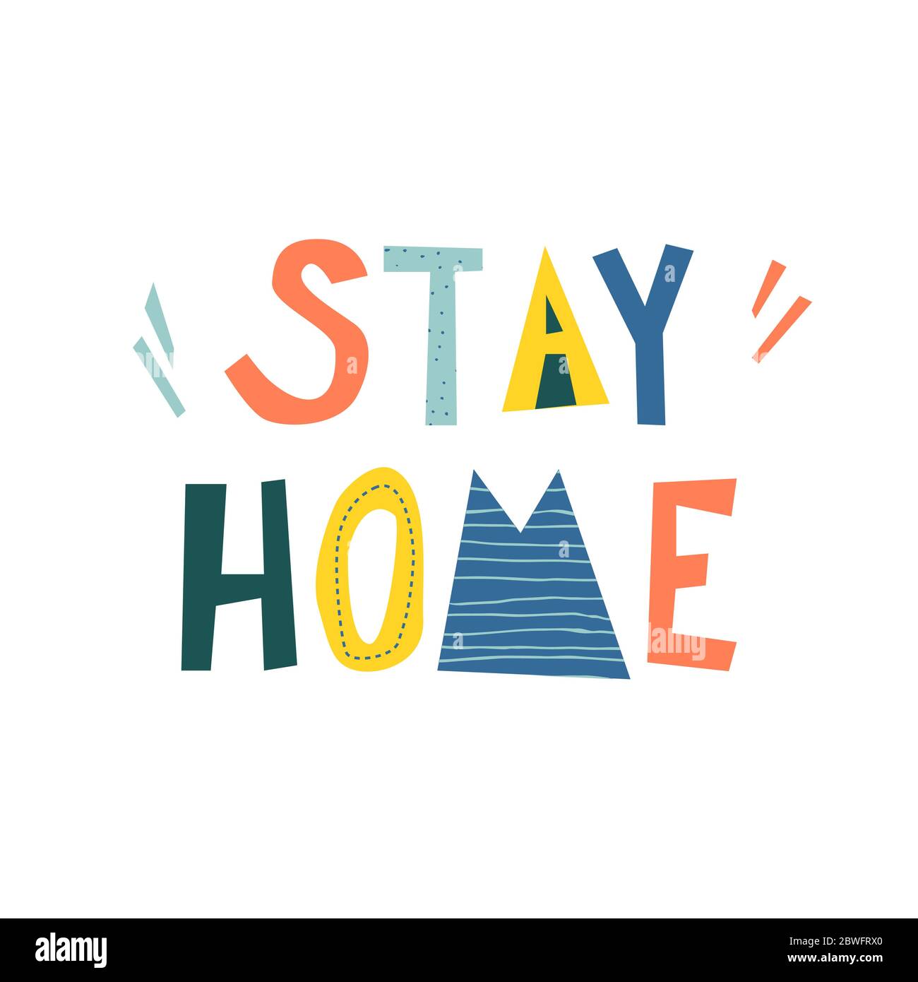 Stay home vector fun and cute lettering Stock Vector Image & Art - Alamy