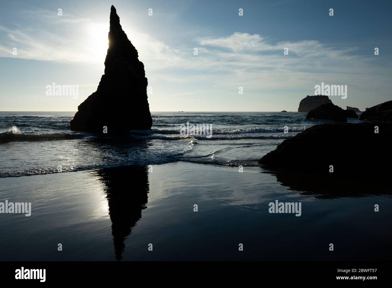 View of rock formations in sea from Cannon Beach, Oregon, USA Stock ...