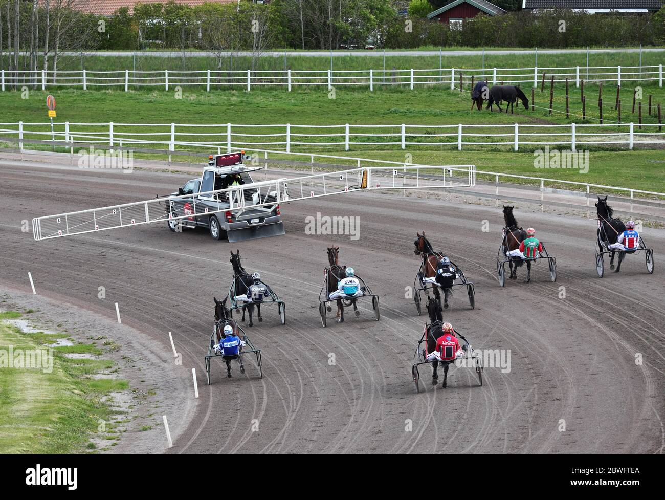 Mantorp, Sweden 20200516 Trotting race V75 on an empty Mantorp ...