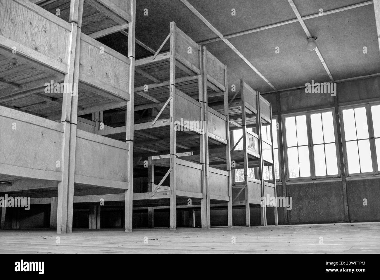 Prisoner barracks at the Dachau Concentration Camp. It It was the first ...