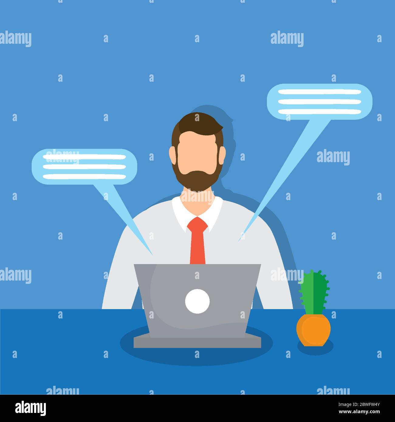 Businessman avatar with laptop on desk vector design Stock Vector Image ...