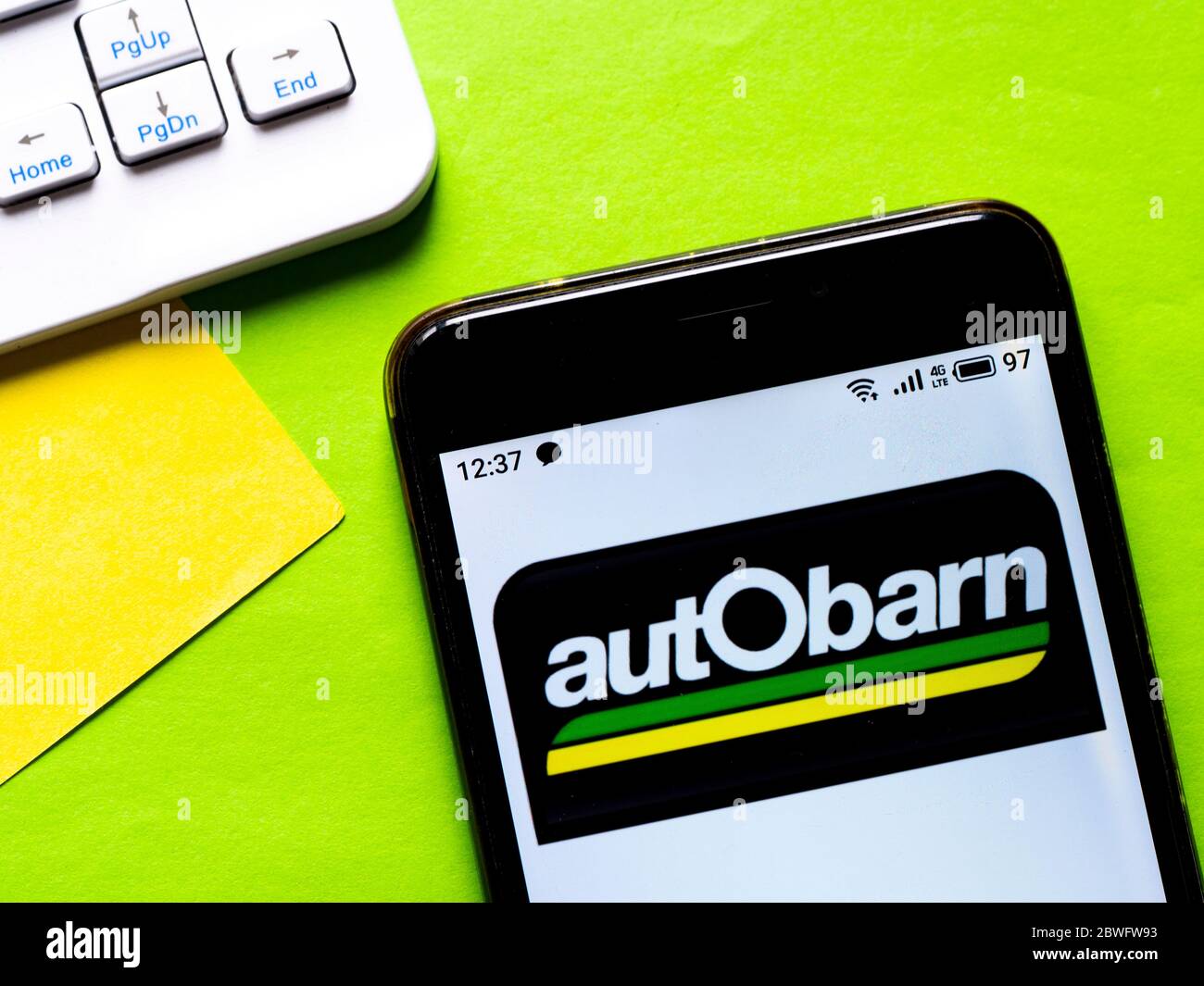 In this photo illustration e-commerce Auto Barn logo is seen displayed ...