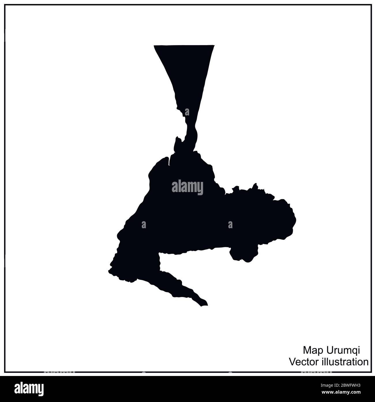Map region of China Urumqi. Black and white illustration Urumqi region ...