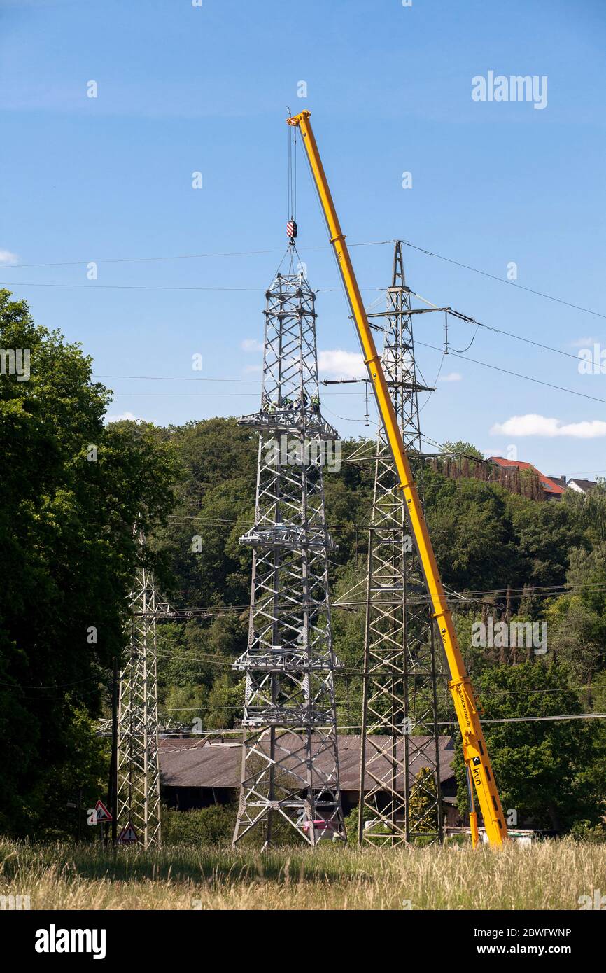 erection of high voltage pylons in Herdecke, here the network operator ...