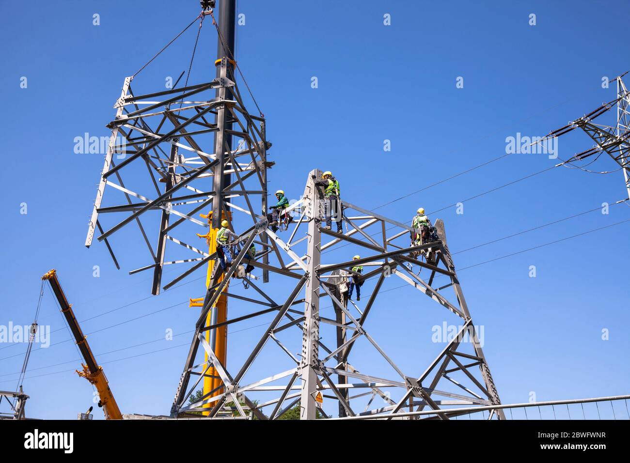 erection of high voltage pylons in Herdecke, here the network operator ...
