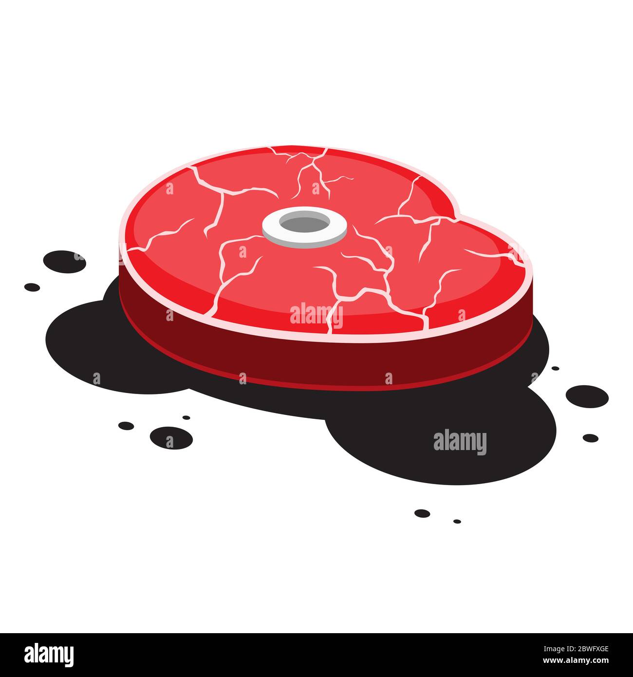 a piece of cut meat with a bone on a white isolated background. Vector ...