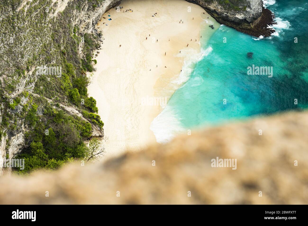 View from above, stunning aerial view of a T-Rex shaped cliffs with the ...