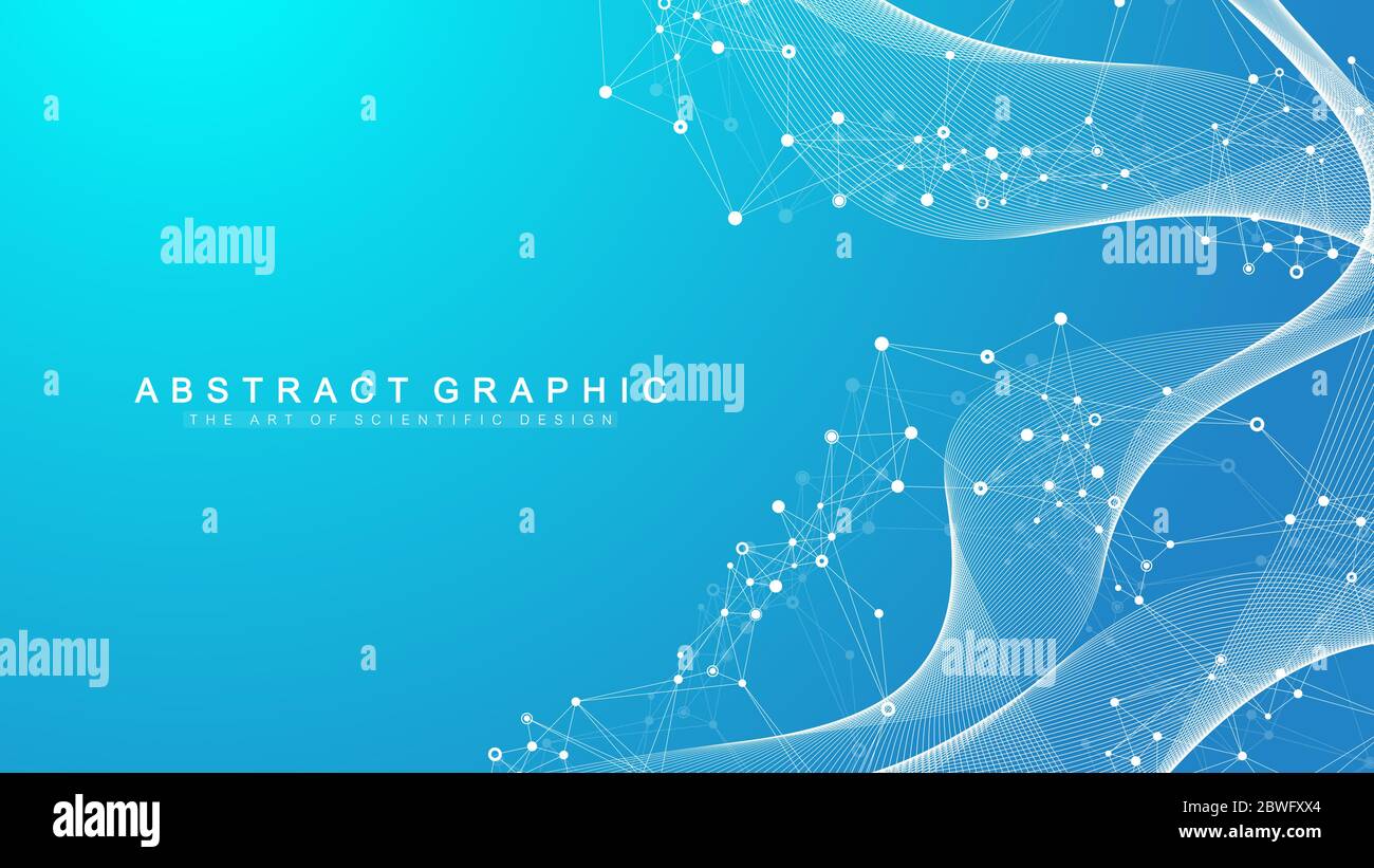 Abstract dynamic motion lines and dots background with colorful particles. Digital streaming ...