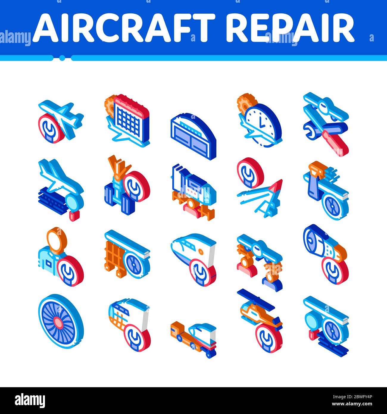 Aircraft Repair Tool Isometric Icons Set Vector Stock Vector Image ...