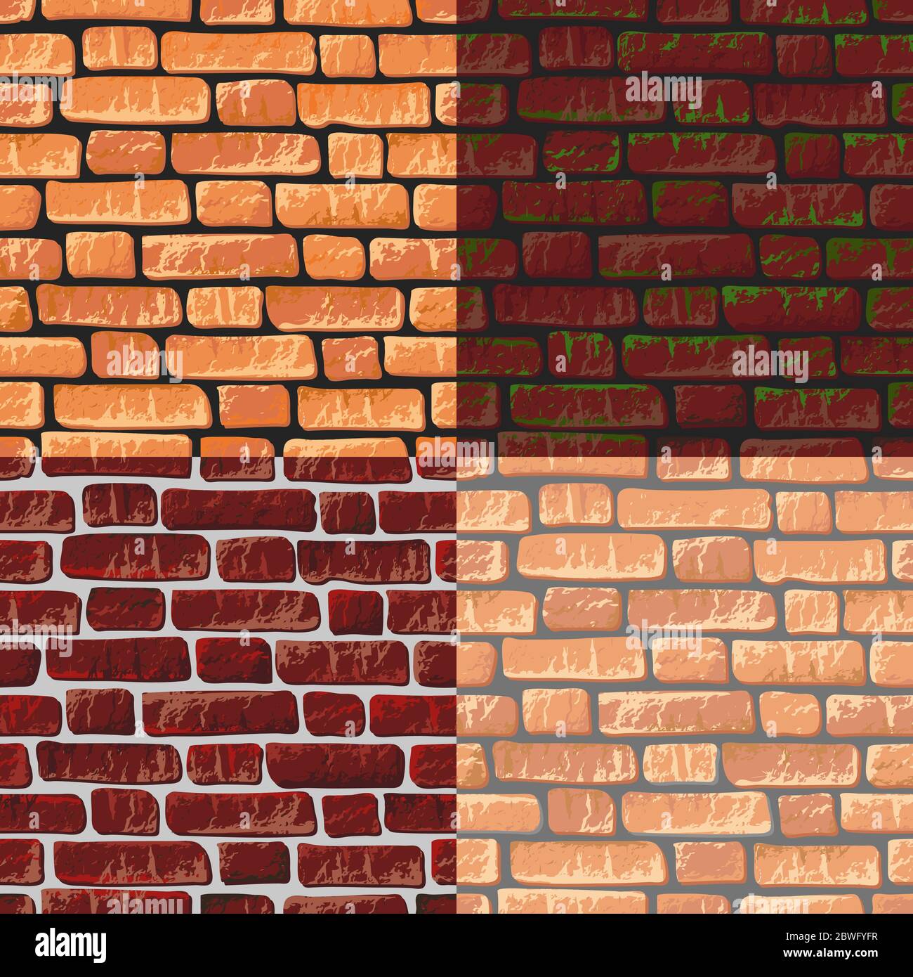 Red brick garden wall with red gate Stock Vector Images - Alamy