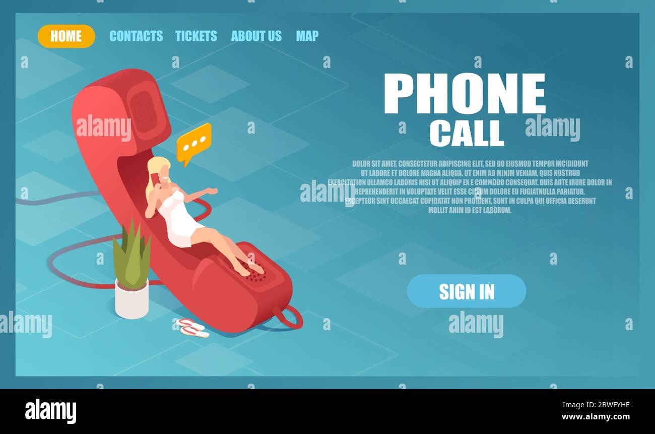 Vector landing page of a customer support phone call concept Stock ...