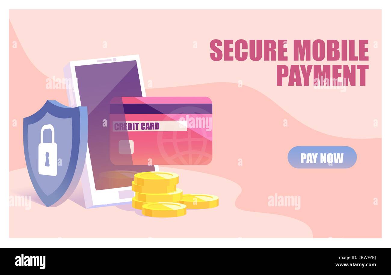 Vector banner of a payment online technology with smartphone and credit ...