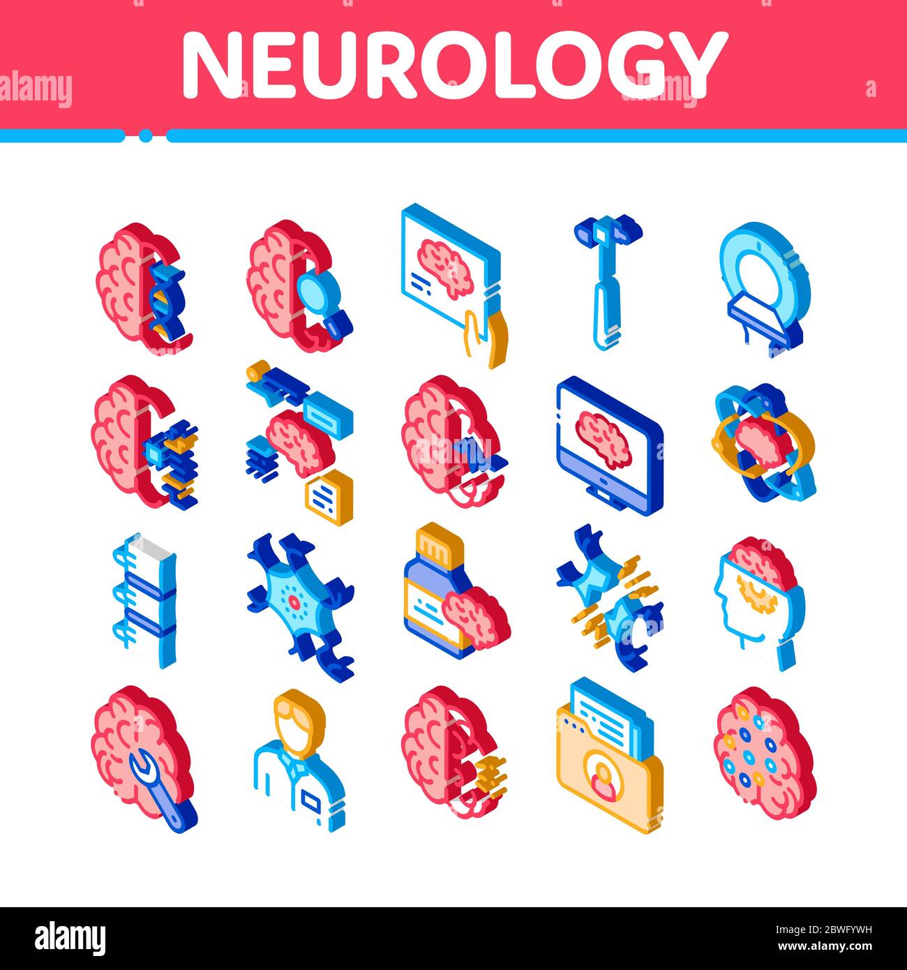 Neurology Medicine Isometric Icons Set Vector Stock Vector Image & Art ...