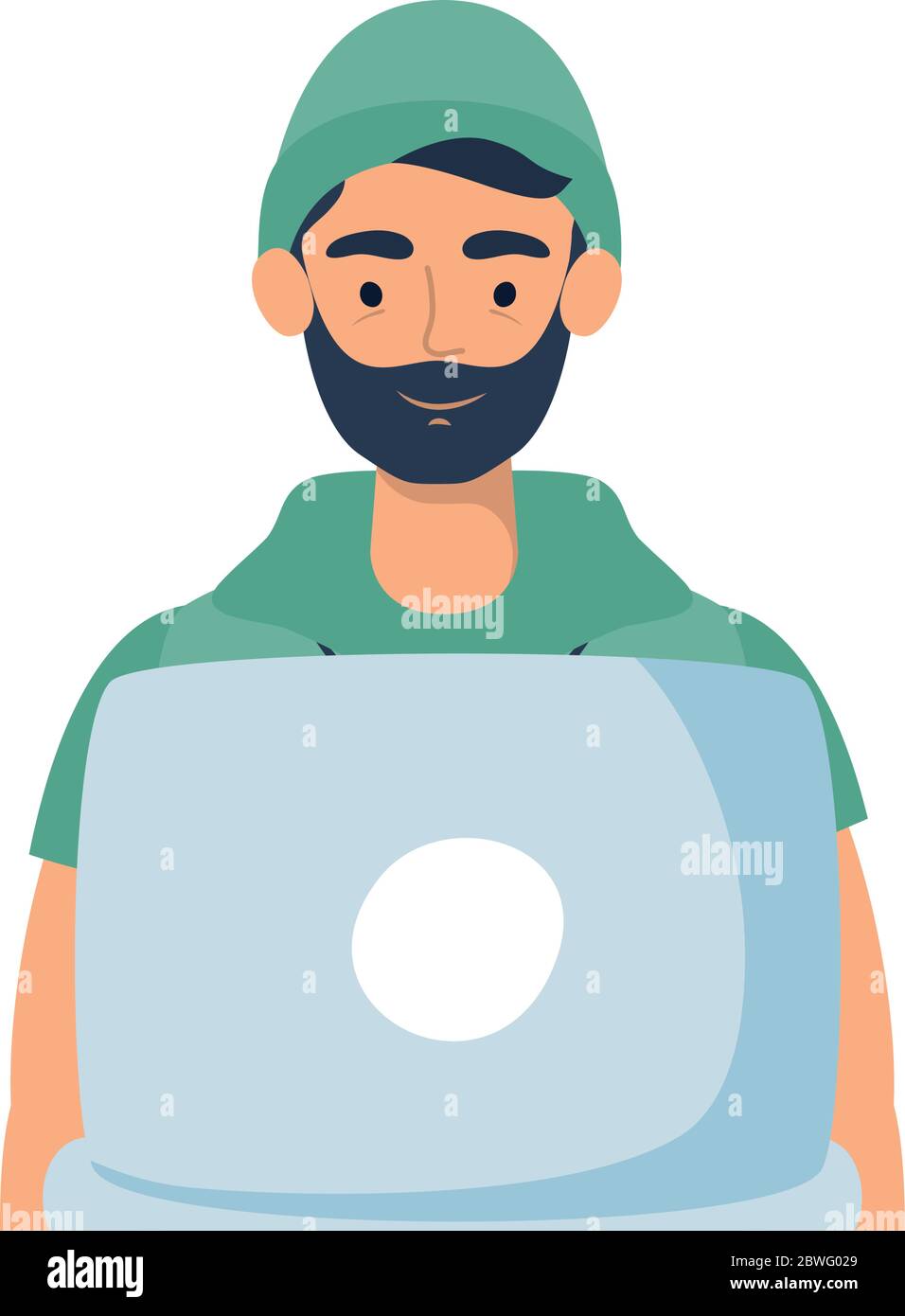 Avatar man with beard and laptop vector design Stock Vector Image & Art ...