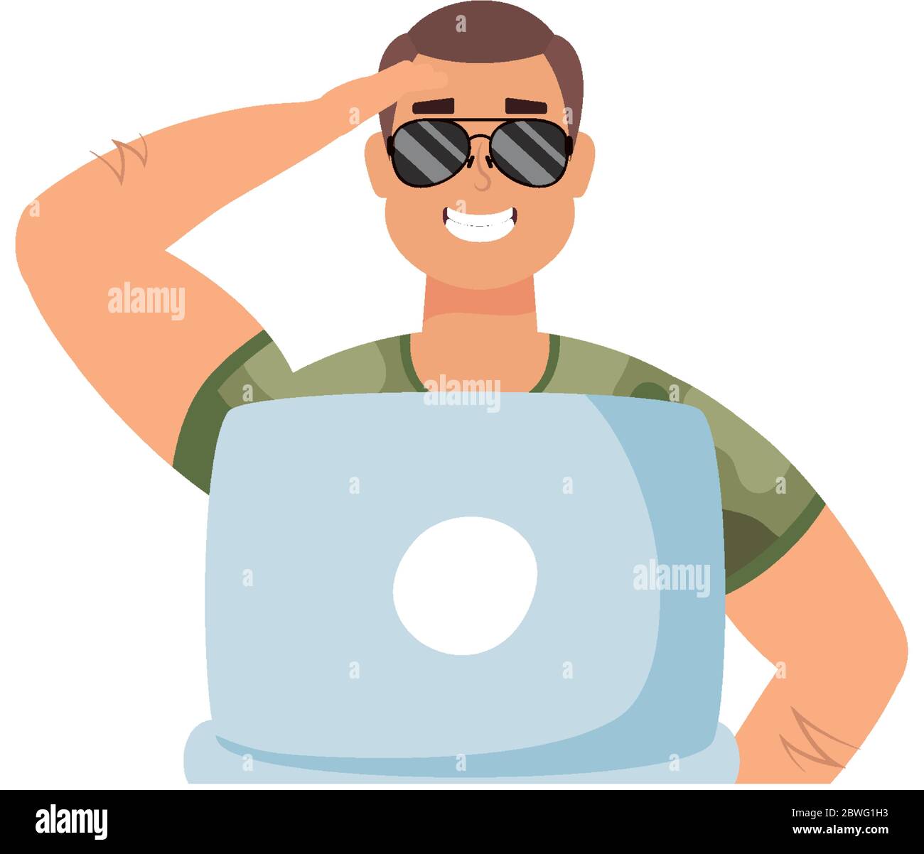Avatar man with glasses and laptop vector design Stock Vector Image ...