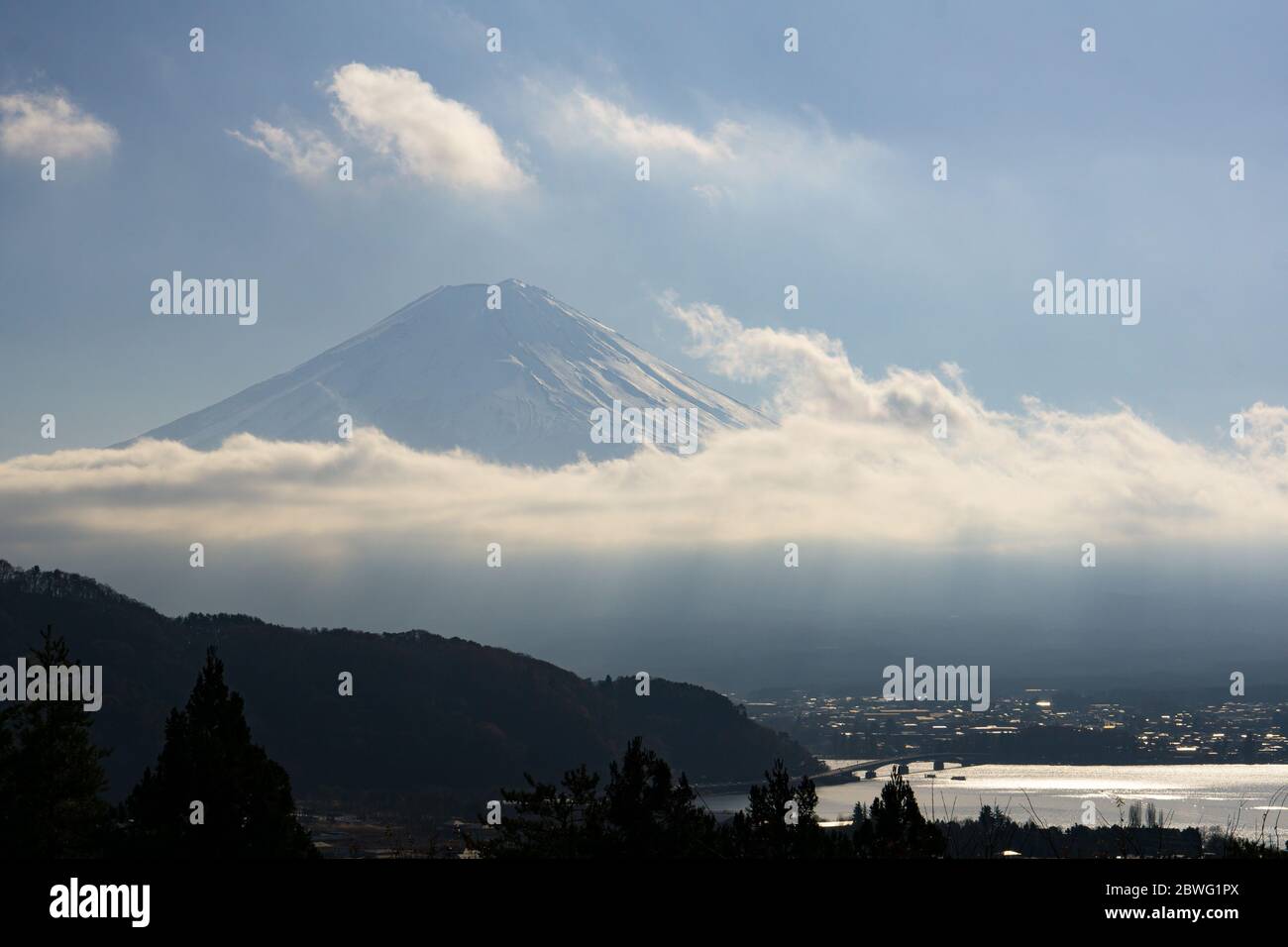 Mount Fuji also knows as Fujiyama or Fujisan, the highest mountain in ...