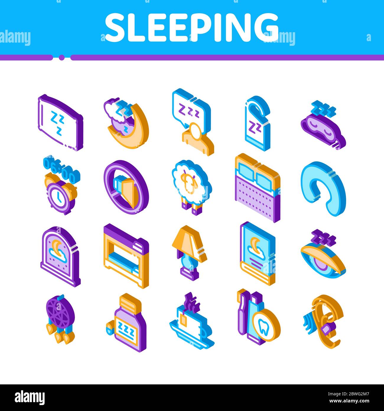 Sleeping Time Devices Isometric Icons Set Vector Stock Vector Image ...