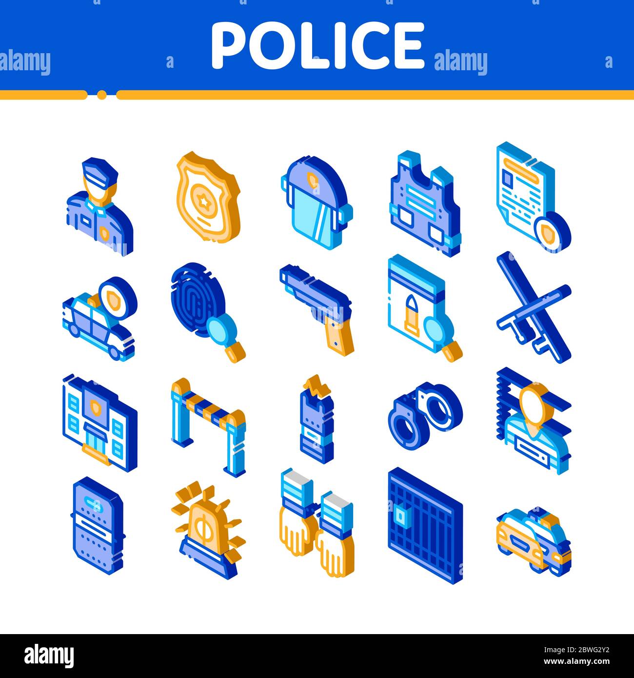 Police Department Isometric Icons Set Vector Stock Vector Image & Art ...