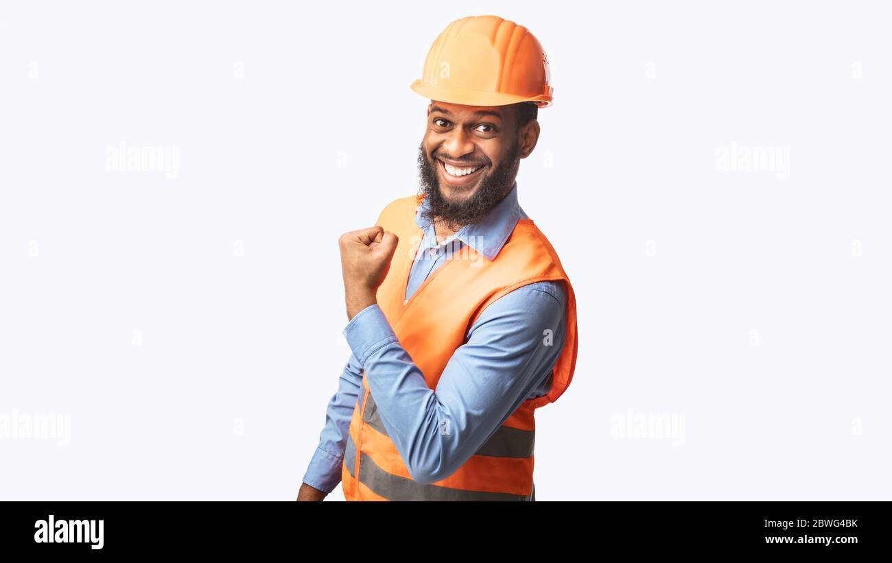 Happy african construction worker hi-res stock photography and images ...