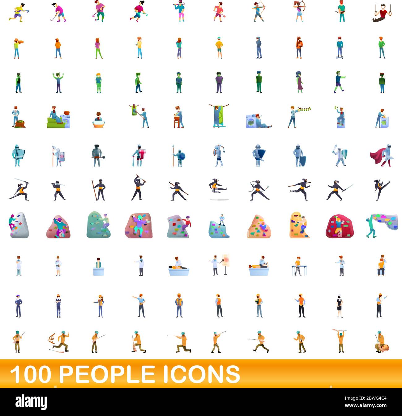 100 people icons set. Cartoon illustration of 100 people icons vector ...
