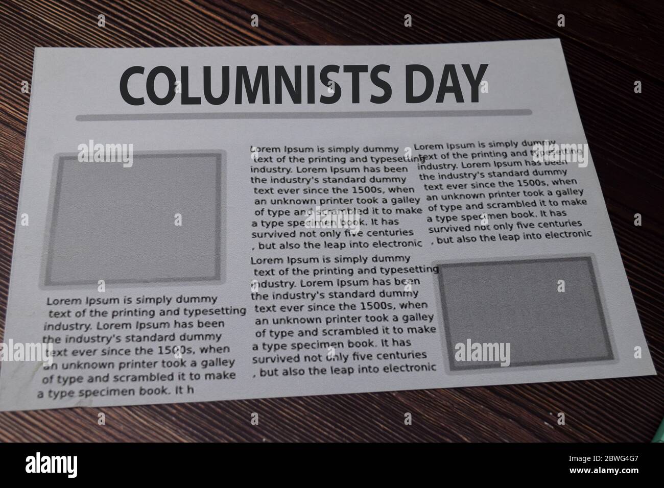 Columnists Day text in headline isolated on white background. Newspaper ...