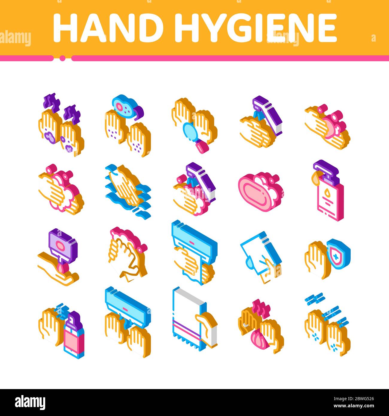 Hand Healthy Hygiene Isometric Icons Set Vector Stock Vector Image ...