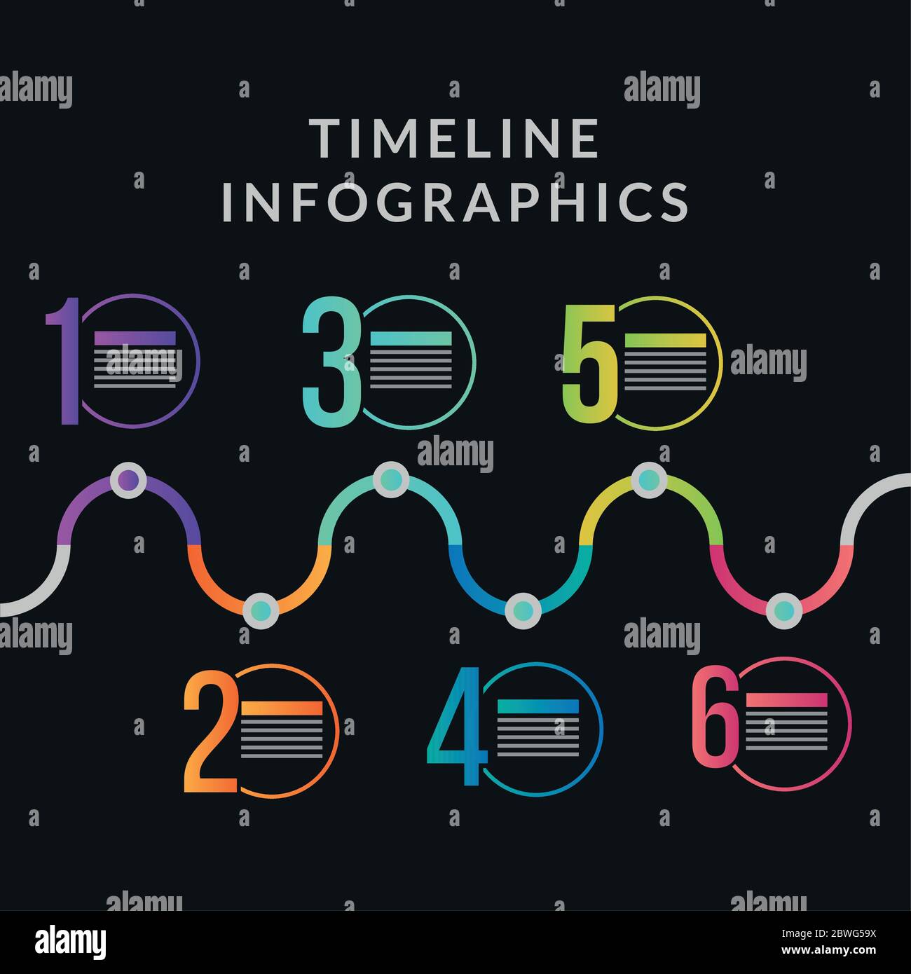 Timeline infographics colored circles with lines vector design Stock ...