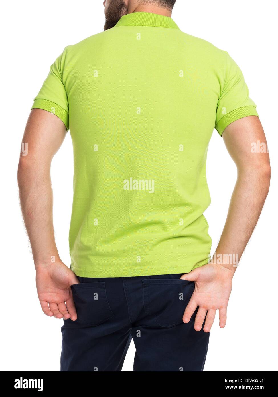 blank color t-shirt on man (back side) isolated on white background ...