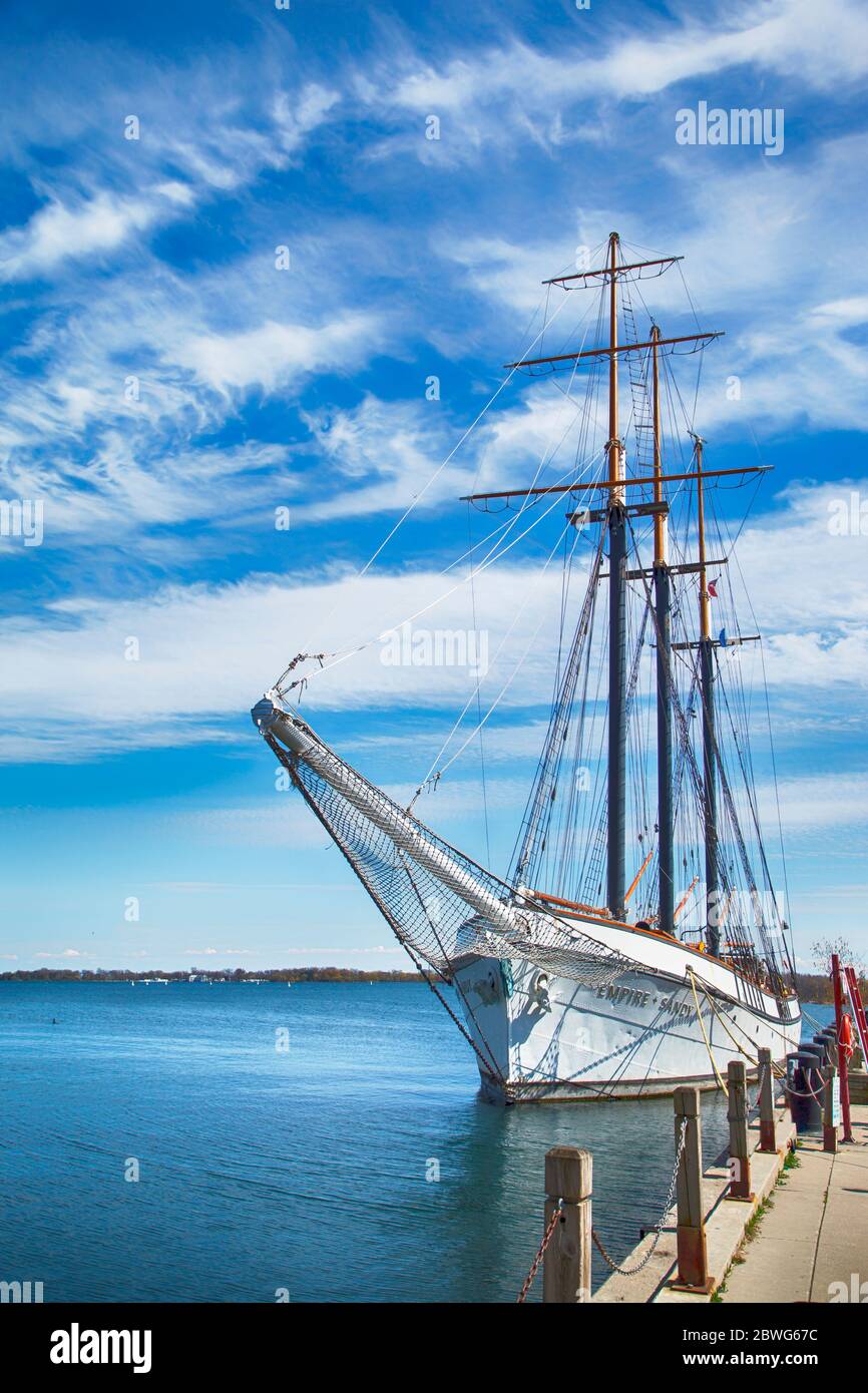 TORONTO, CANADA - May 3, 2020: Sailing ship on dock in downtown Toronto ...