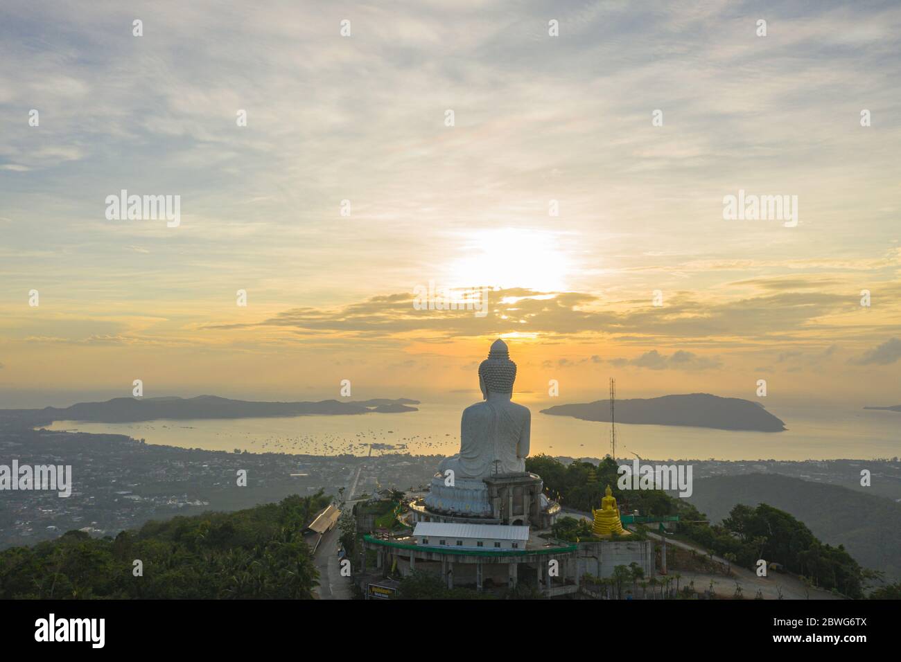 scenery aerial photography sunrise at Phuket big Buddha. Phuket Big ...