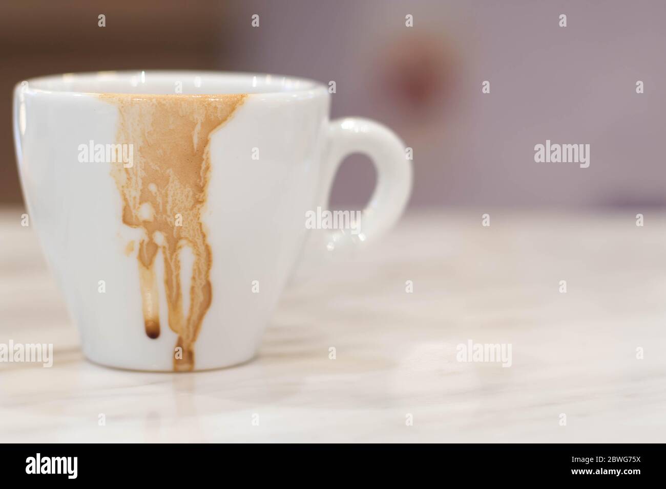 Dirty coffee white mug and Coffee mug stain on wooden plate Stock Photo ...