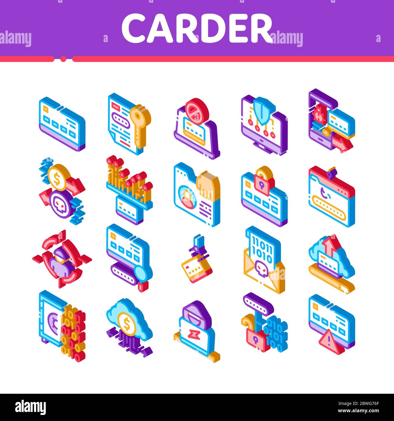 Carder Hacker Isometric Elements Icons Set Vector Stock Vector Image & Art - Alamy