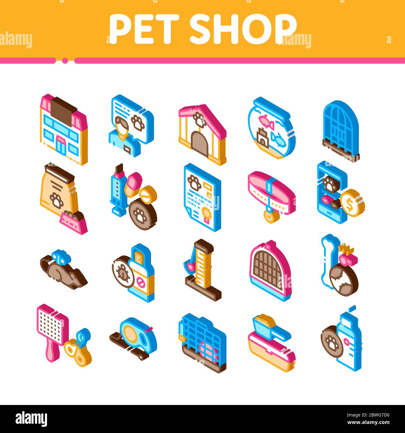 Pet Shop Isometric Elements Icons Set Vector Stock Vector Image & Art ...