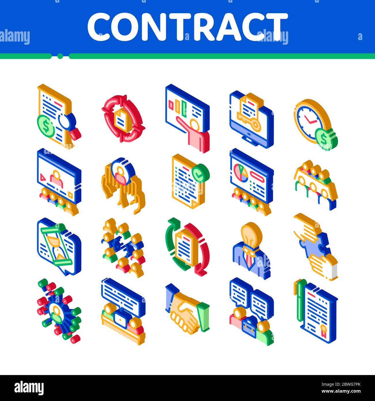 Contract Isometric Elements Icons Set Vector Stock Vector Image & Art ...