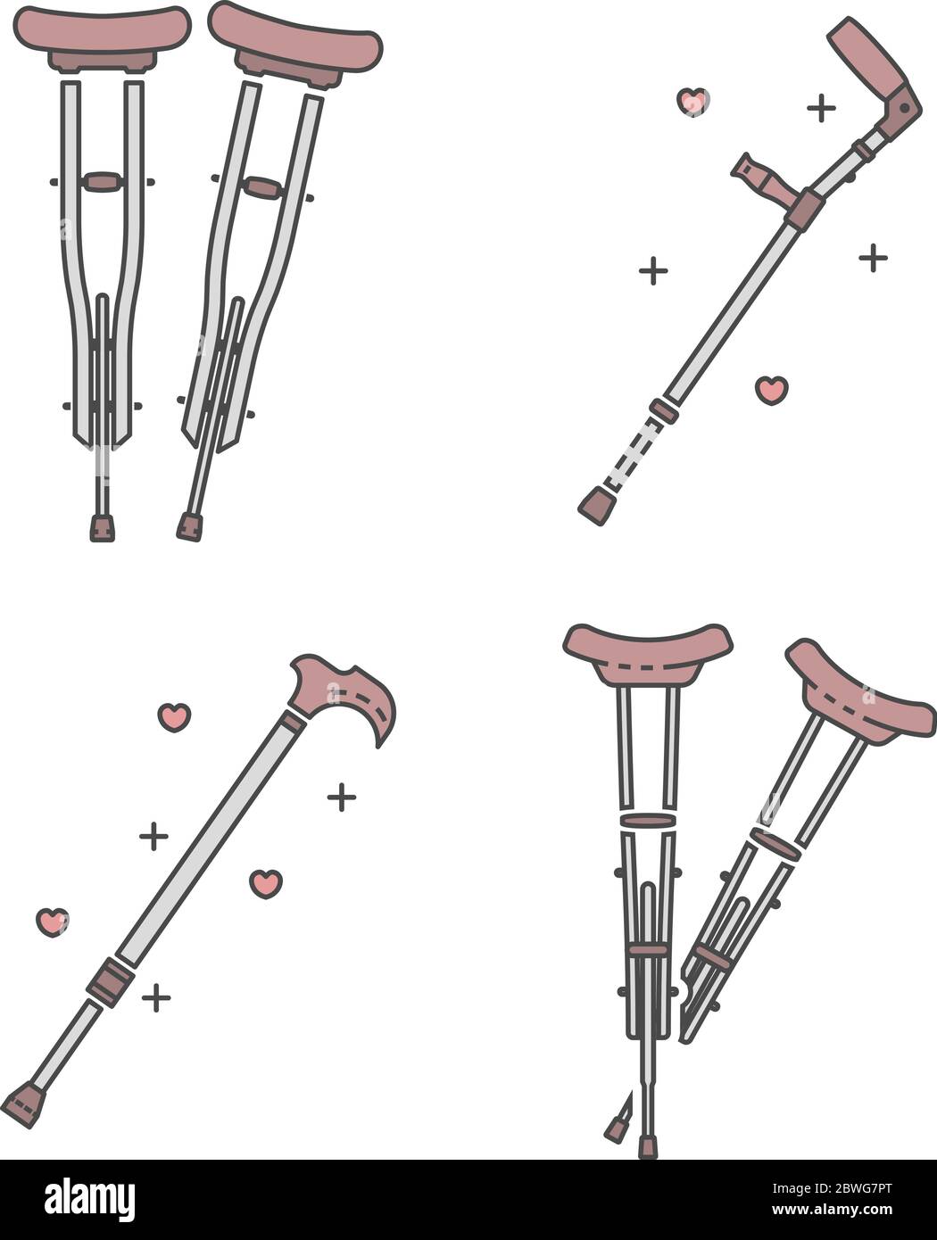 Injury crutches icon set Cut Out Stock Images & Pictures - Alamy