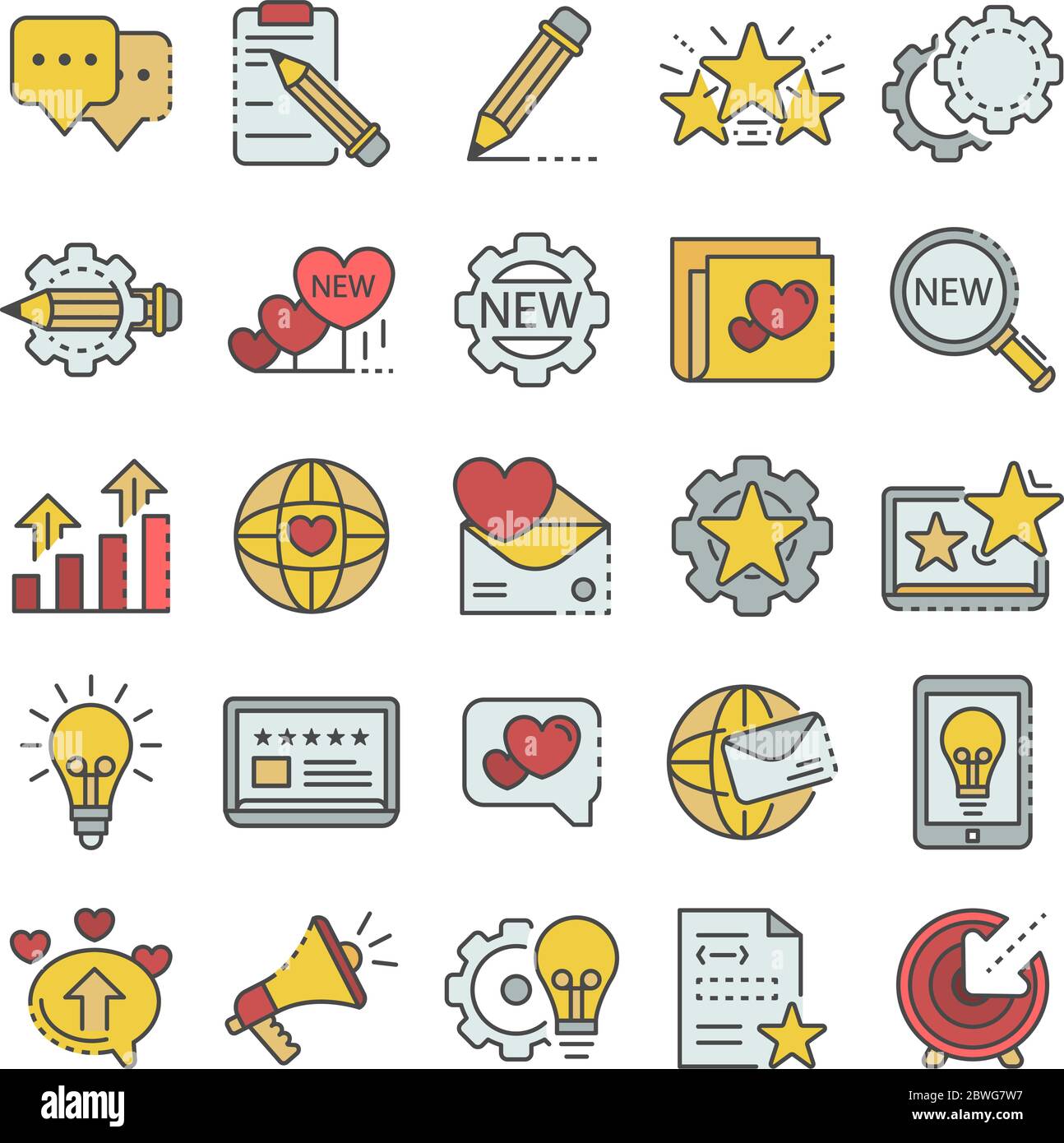 Brand icon set, outline style Stock Vector Image & Art - Alamy