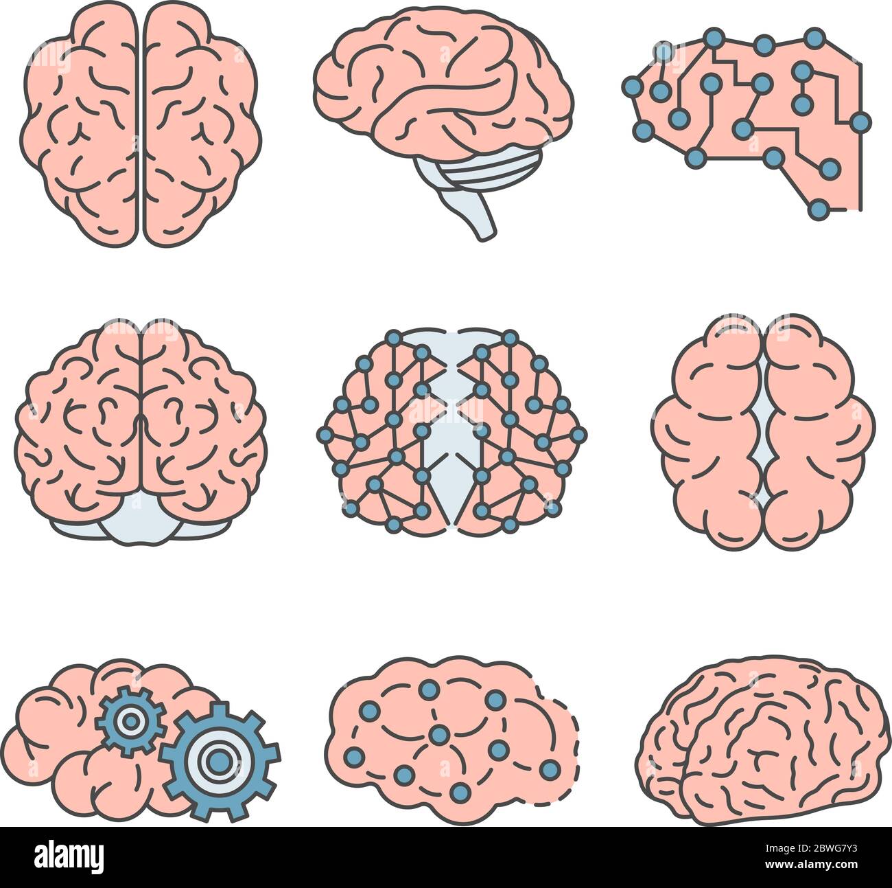Memory brain icon set, outline style Stock Vector Image & Art - Alamy
