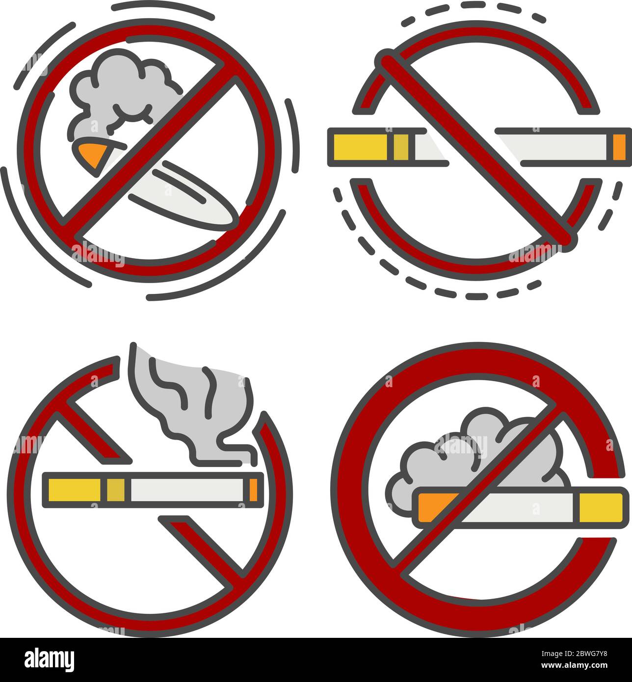 No smoking sign icon set, outline style Stock Vector Image & Art - Alamy
