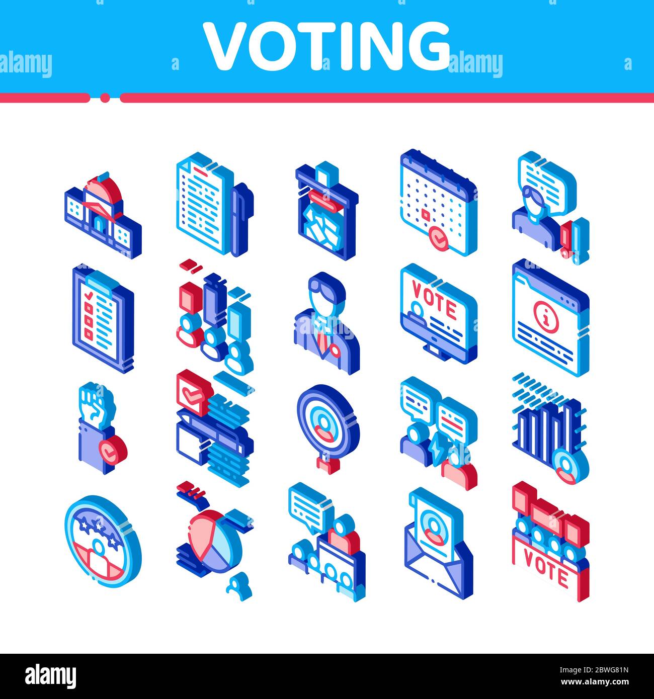 Voting And Election Isometric Icons Set Vector Stock Vector Image & Art ...