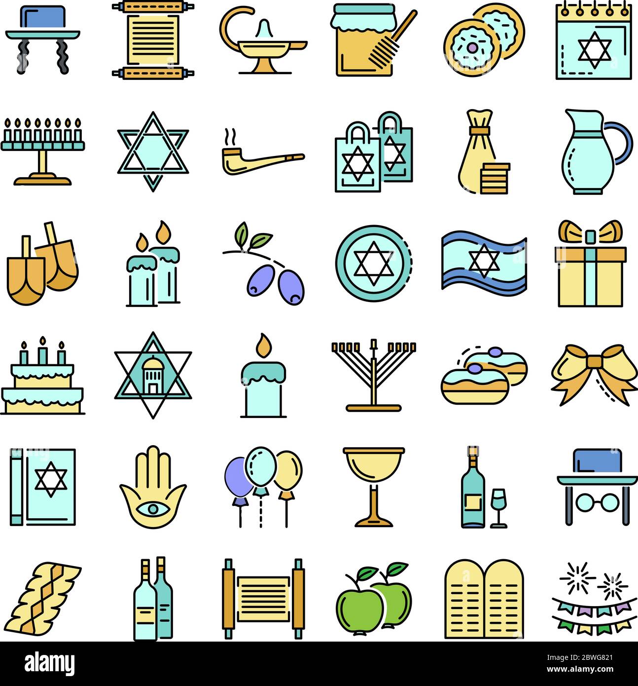 Hanukkah icon set, outline style Stock Vector Image & Art - Alamy