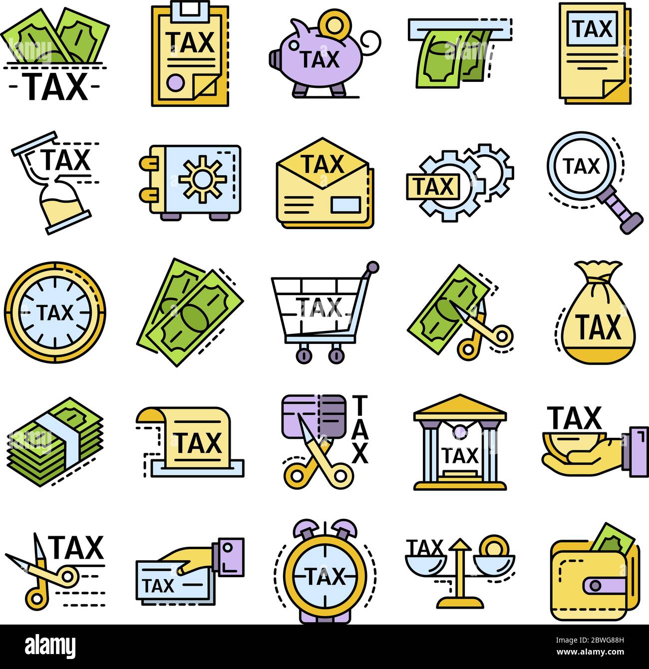 Taxes icon set, outline style Stock Vector Image & Art - Alamy