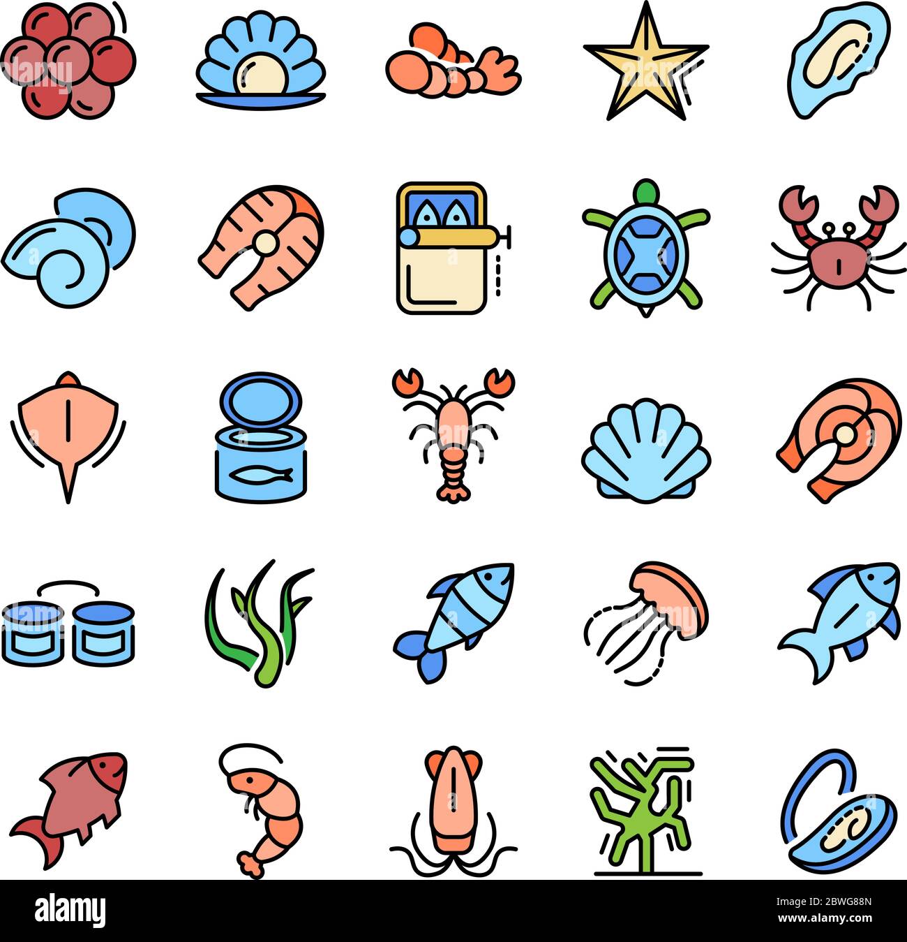 Seafood icon set, outline style Stock Vector Image & Art - Alamy
