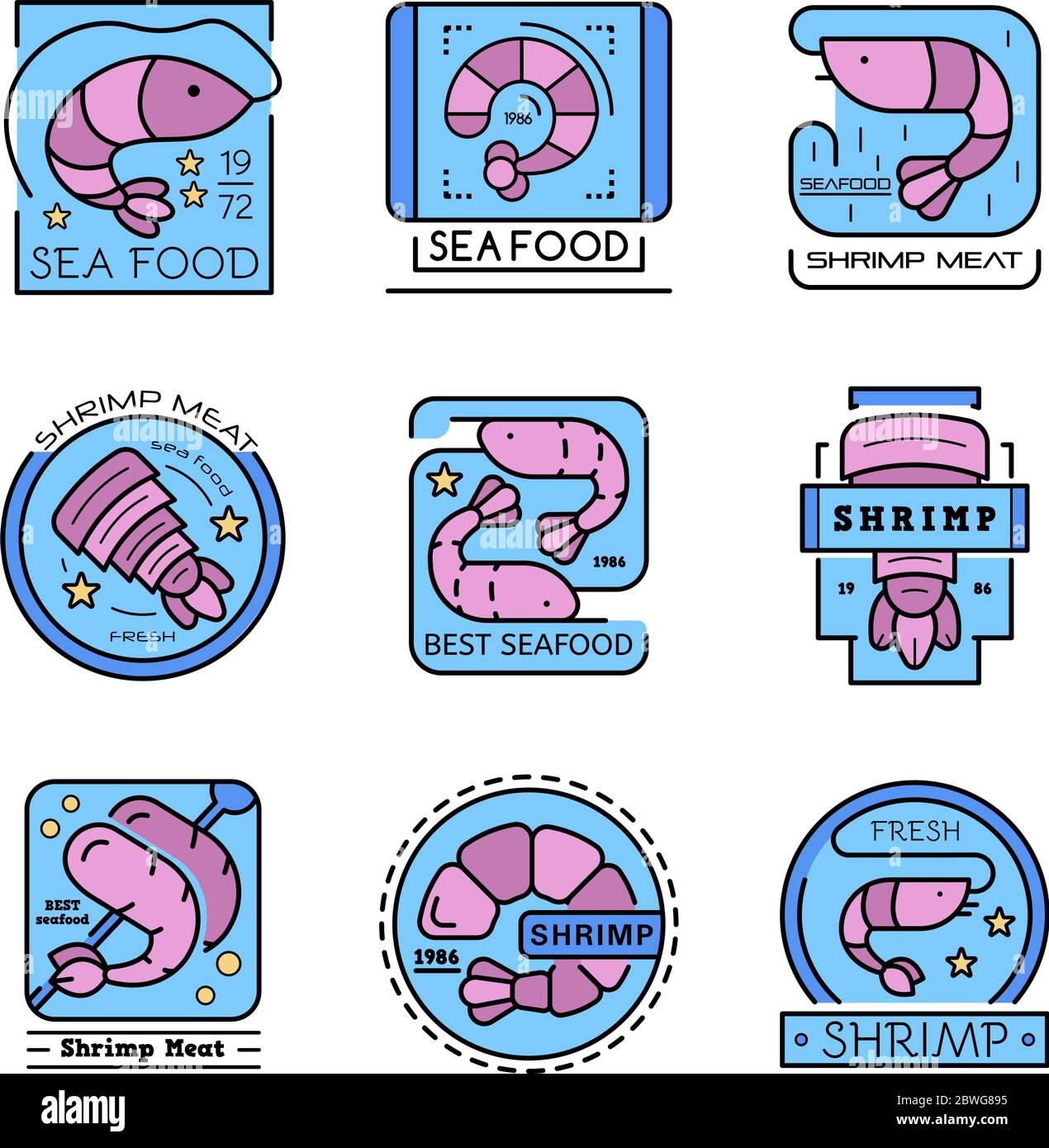 Shrimp icon set, outline style Stock Vector Image & Art - Alamy