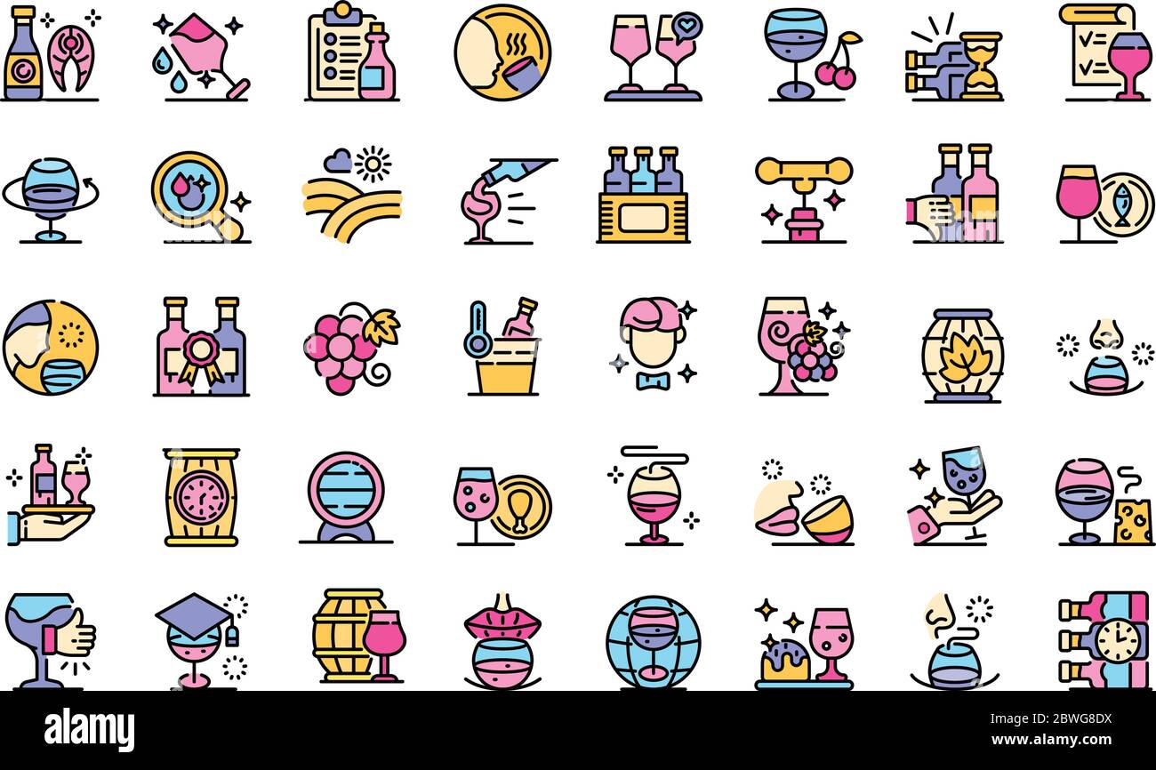Sommelier icons set, outline style Stock Vector Image & Art - Alamy