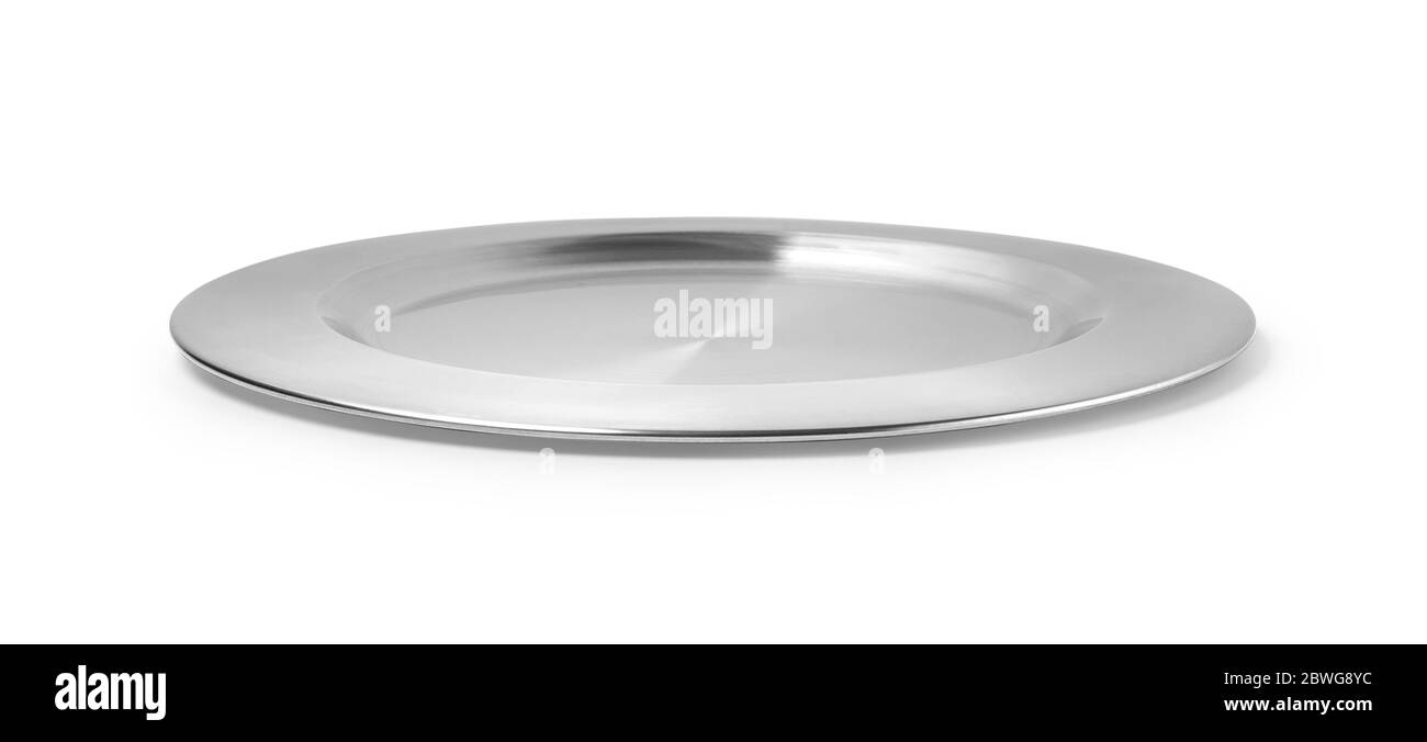 empty silver tray isolated on white background with clipping path Stock ...